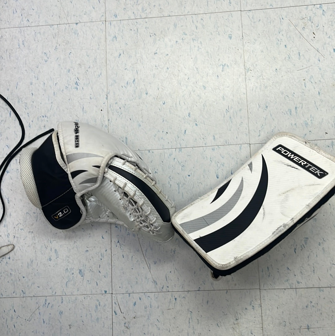 Used PowerTek V2.0 Youth Catcher Blocker Set — Crow's Sports Hockey