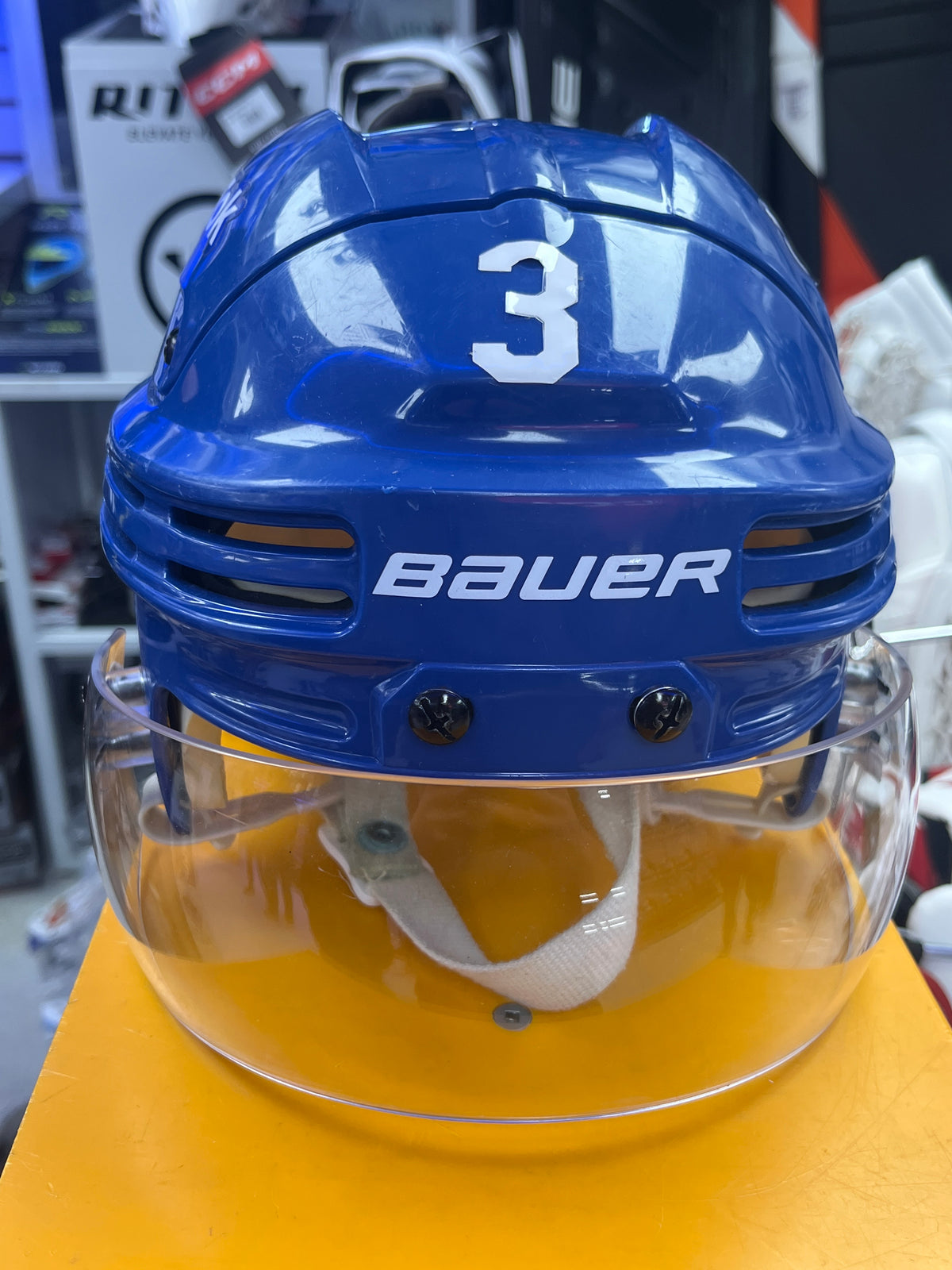 Used Bauer Maple Leafs Pro Stock - J.Holl - Senior Medium Helmet — Crow ...