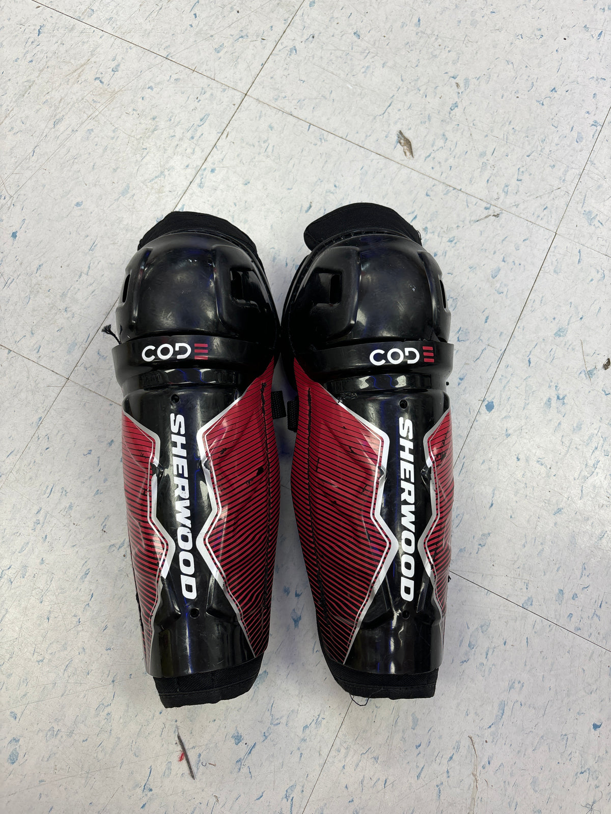 Used Sher-Wood Code 10” Shin Guards — Crow's Sports Hockey